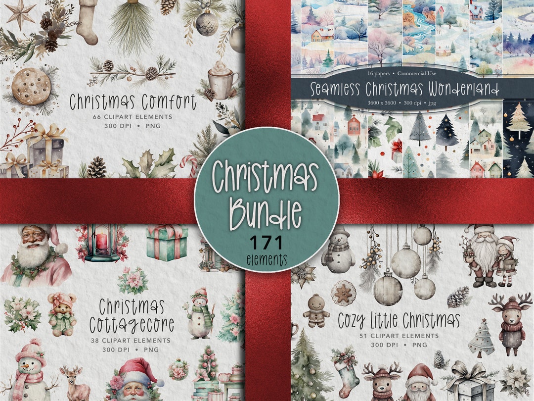 Christmas Clipart Bundle, Holiday Clipart, Christmas PNG, Bundle for ...