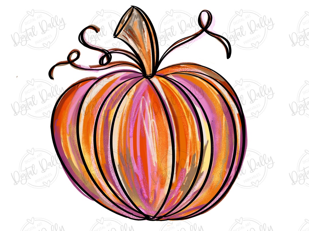 Pumpkin Clipart, Colorful Watercolor Pumpkin Graphic, Hand Drawn ...
