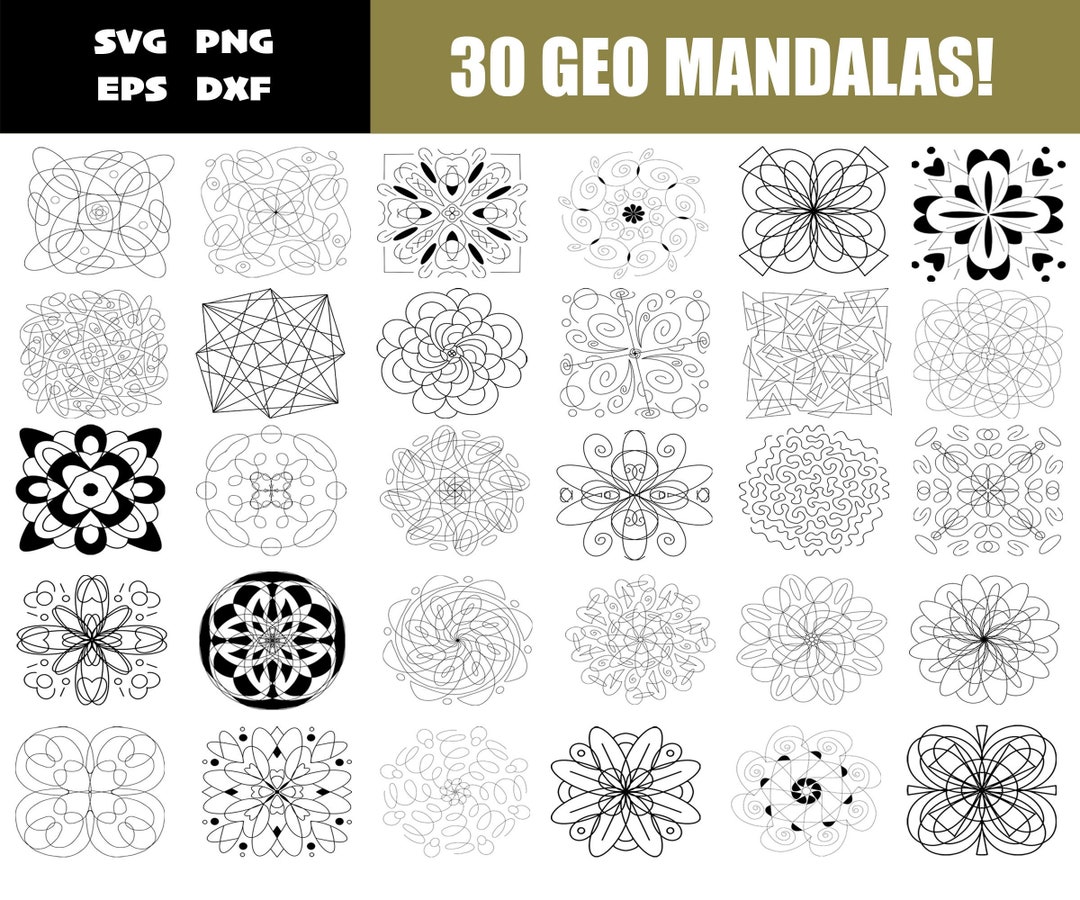Geometric Mandala Svg, Mandala Png, Svg Bundle, Coloring Book, Floral ...