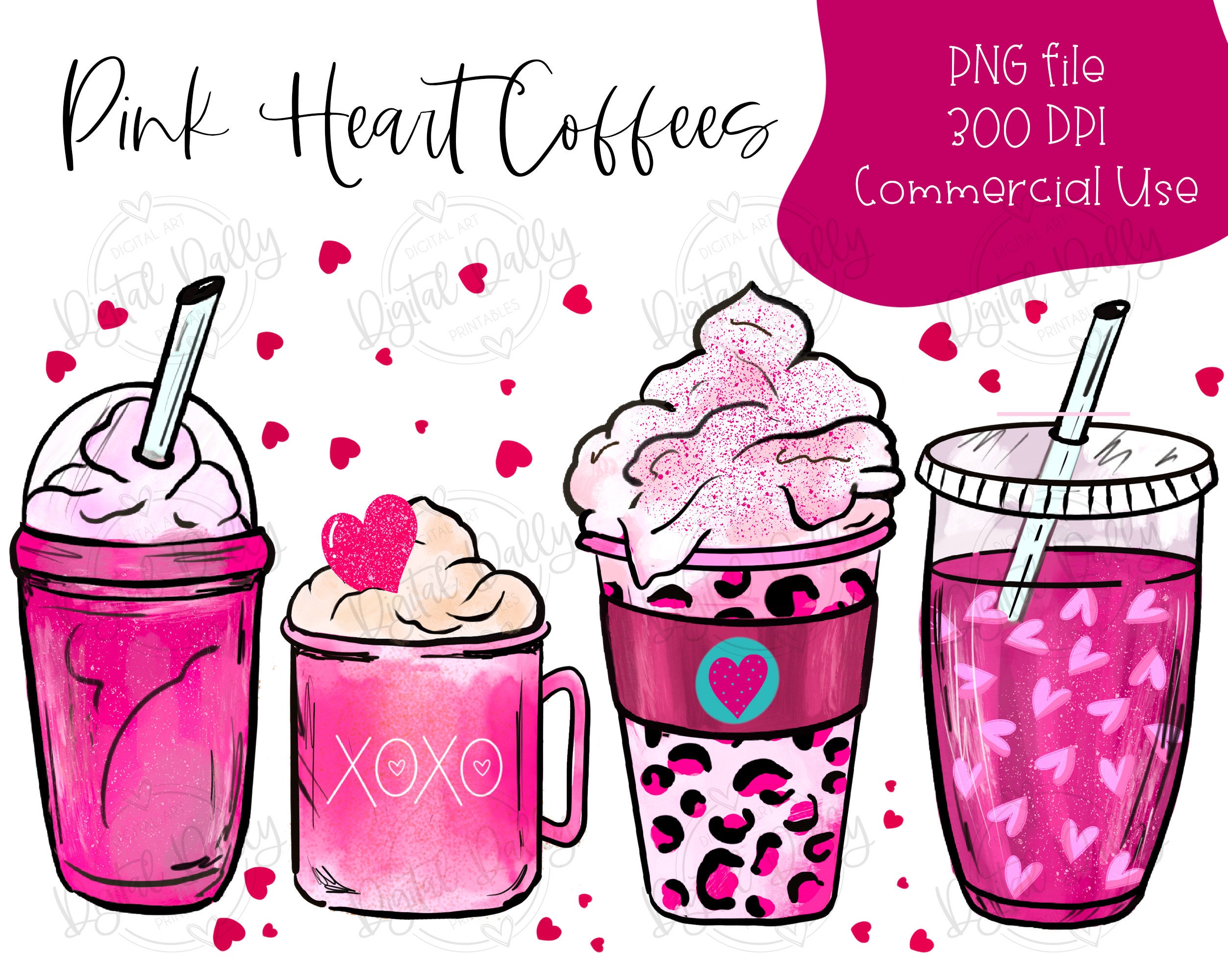Pink Coffee Lover PNG Valentine's Day Coffee, Iced Latte, Coffee Mug ...