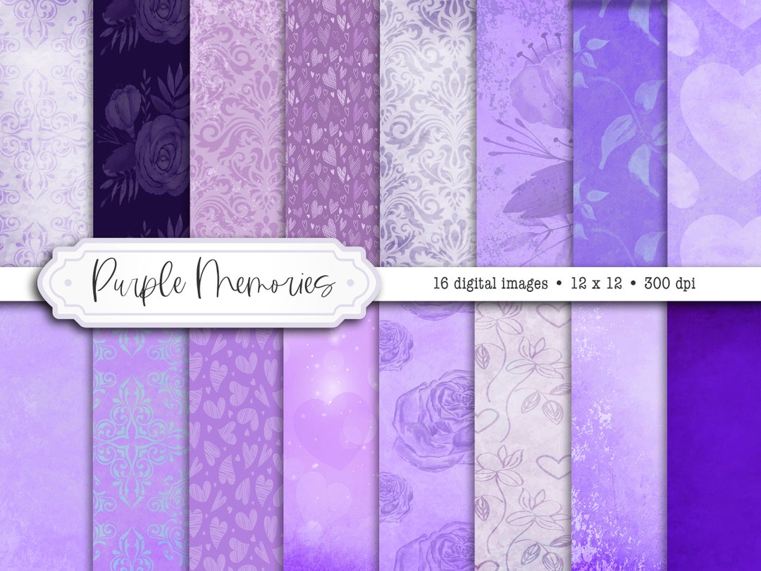 Purple Digital Paper, Shabby Chic, Lavender Paper, Purple Textures ...