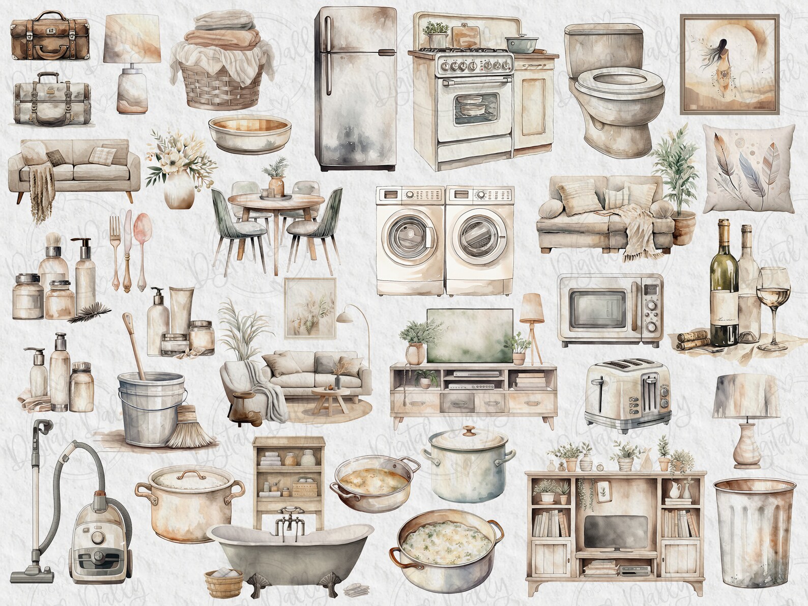 Household Items Clipart, Lifestyle PNG, Daily Chores, Housekeeping ...