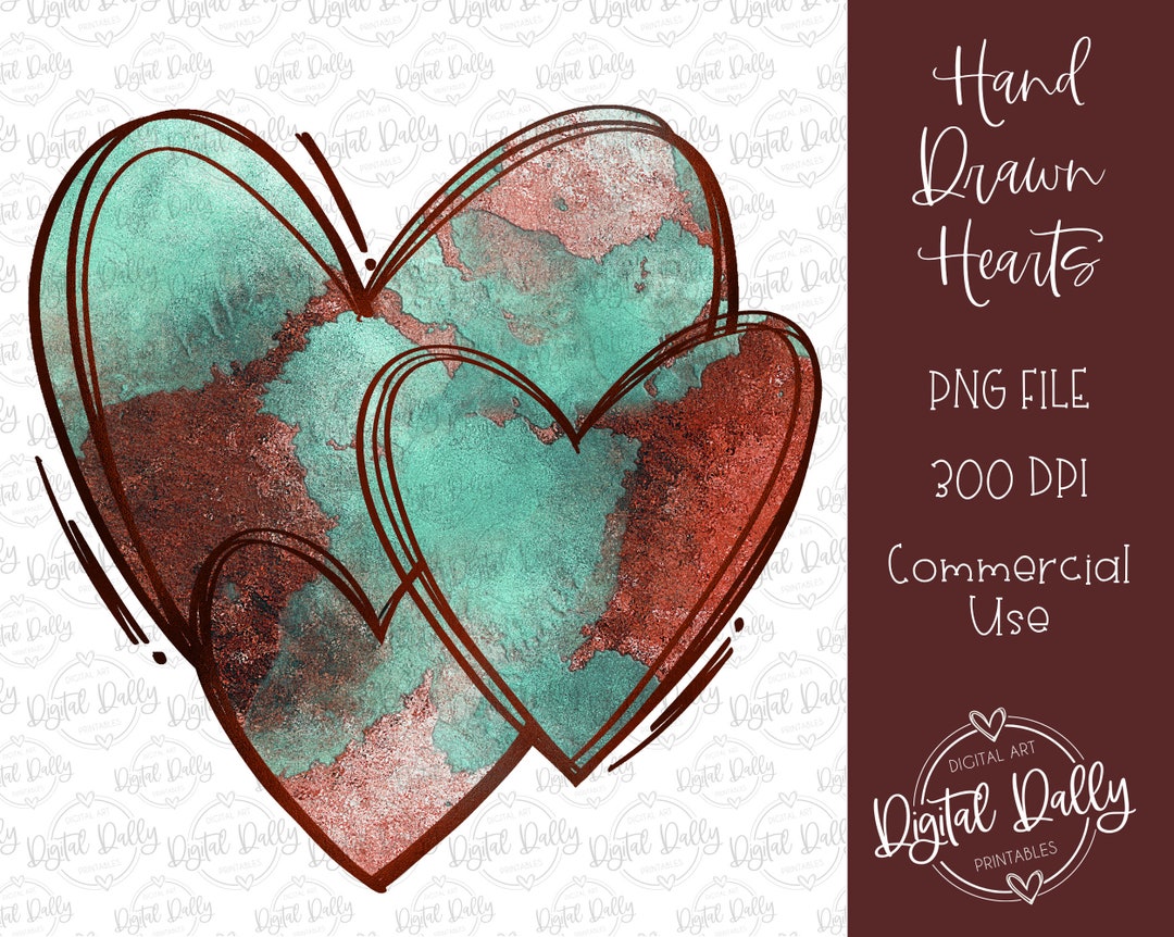 Grunge Valentine PNG Digital Download | Hand Drawn Heart | Sublimation ...