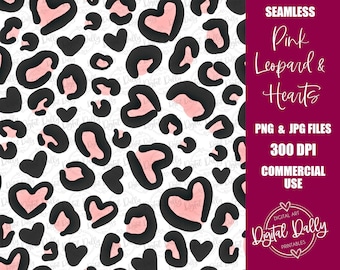 Leopard Print and Hearts Png Pattern, Valentines Day Seamless Pattern ...