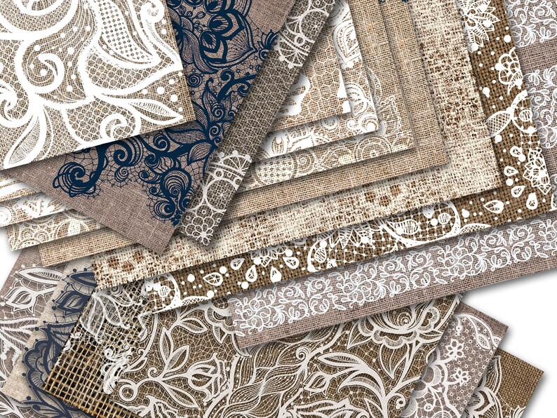 Burlap and Lace Digital Paper, Rustic Wedding Textures (JPG) - Etsy