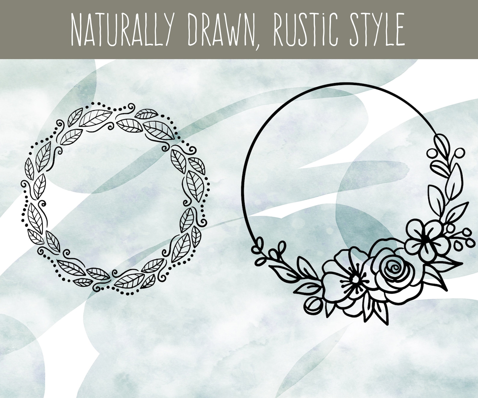 Wreath SVG Hand Drawn Wreath Greenery Wreath Floral Wreath - Etsy