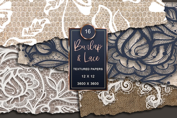 Burlap and Lace Digital Paper Burlap Design Vintage - Etsy