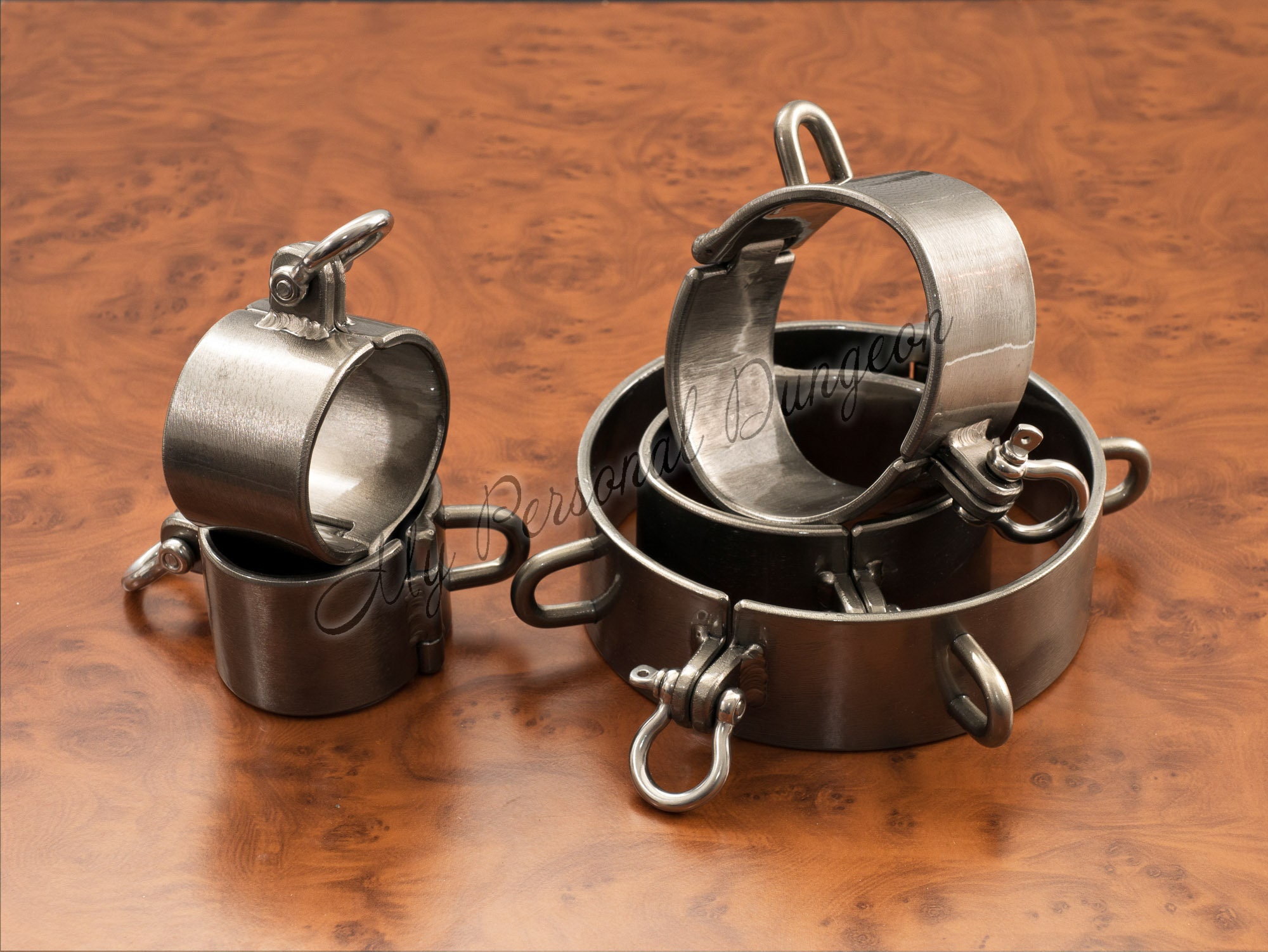 BDSM Heavy Steel Shackles (1.6" Wide). 8 Attachment Loops & Omega ...