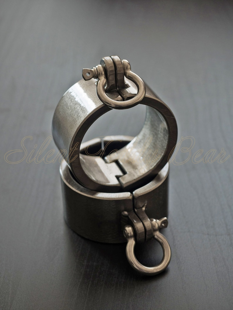 BDSM Very Heavy Shackles 4cm / 1.6" Wide. Separate Collars, Wrist or ...