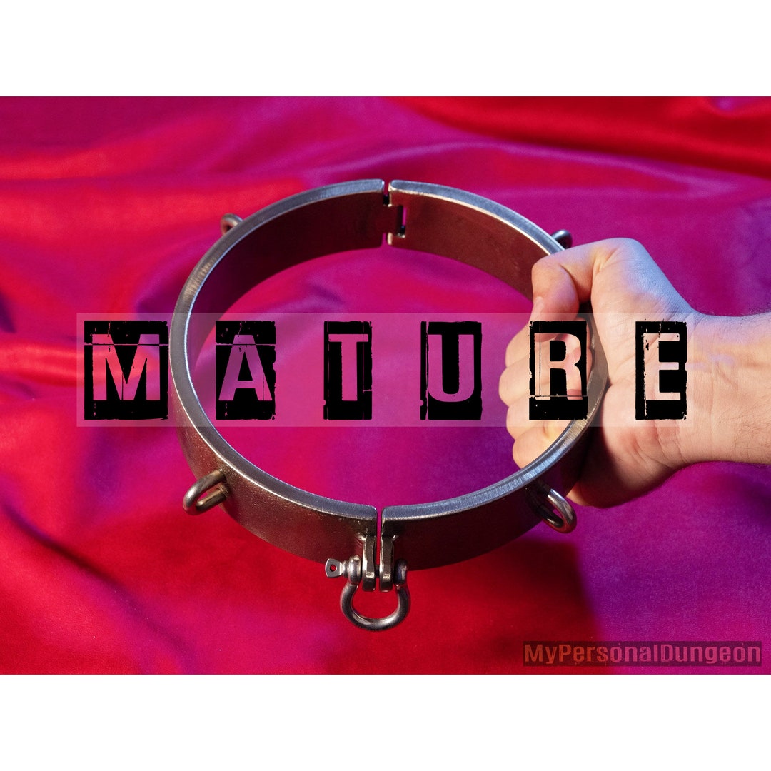 BDSM Very Heavy Steel Collar 4cm / 1.6" Wide. 4 Attachment Loops. Omega-shackle Locking. Custom ...