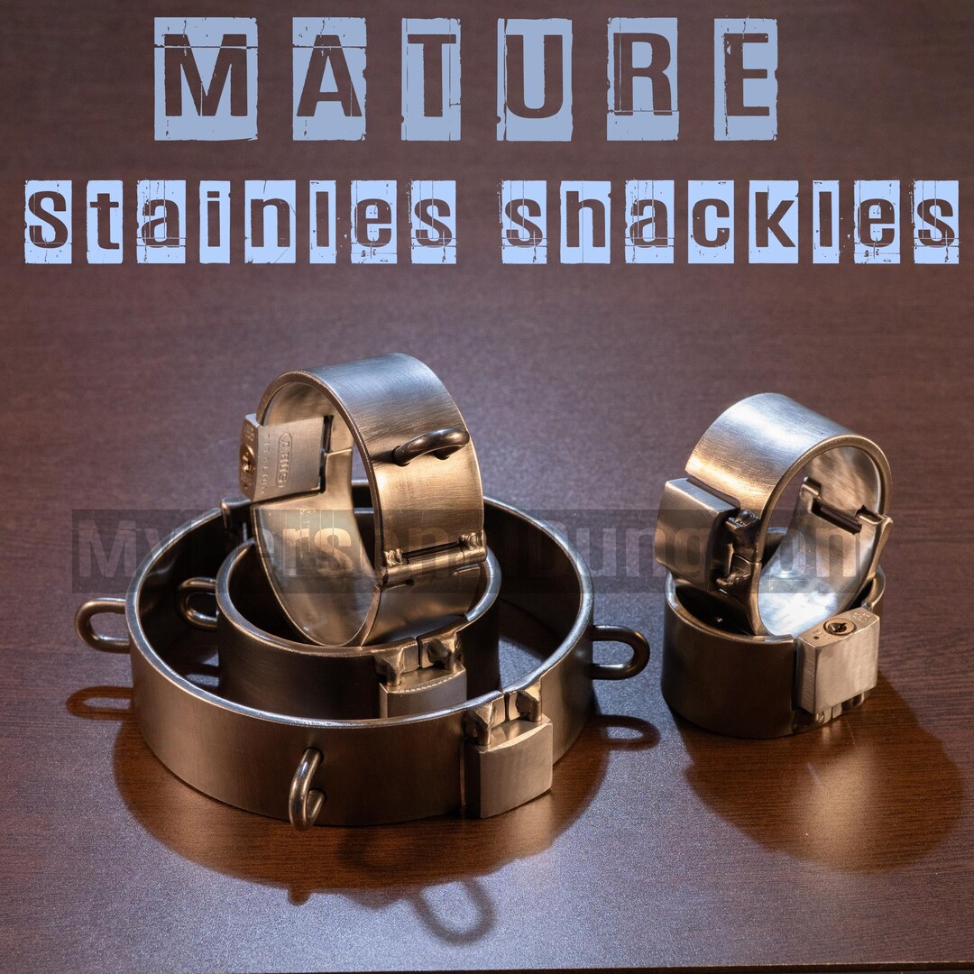 BDSM Heavy Stainless Steel Shackles (1.6" Wide). 8 Attachment Loops ...