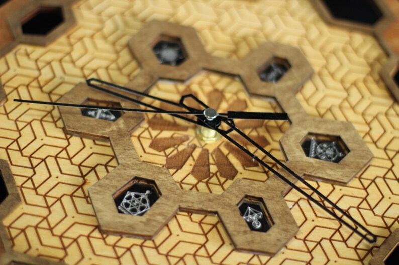 Wooden Multilayered Laser Cut Wall Clock With Geometric - Etsy