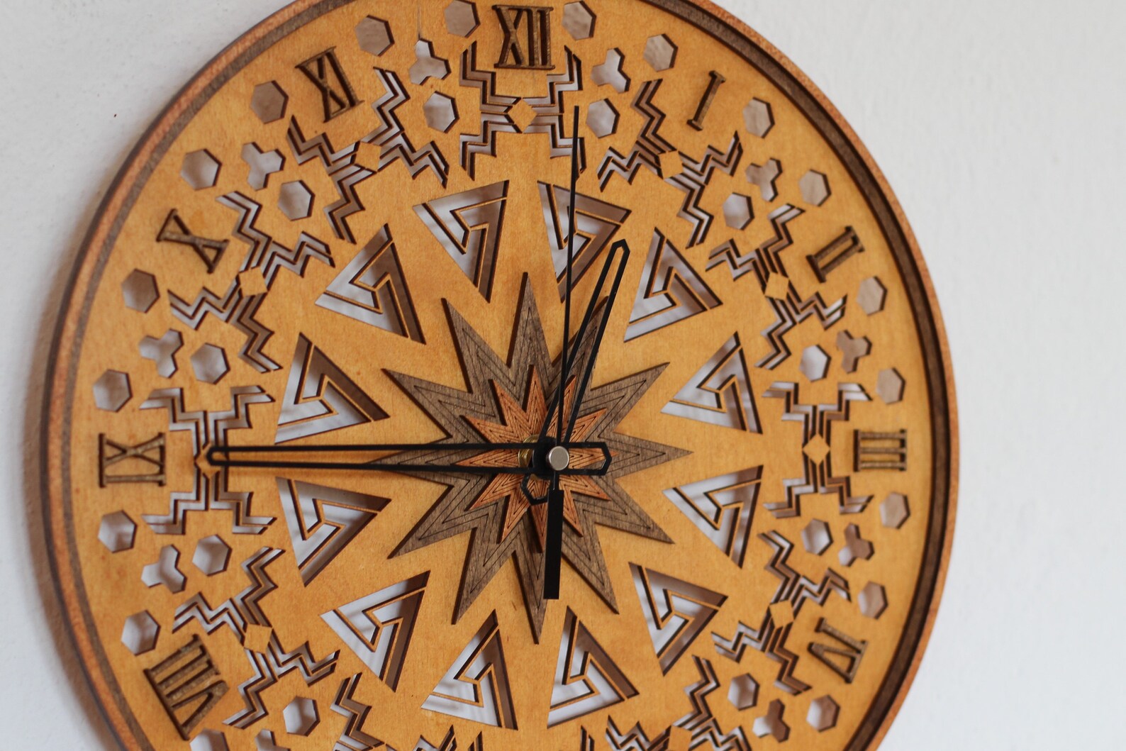 Wooden Multilayered Laser Cut Wall Clock With Numbers Coming - Etsy