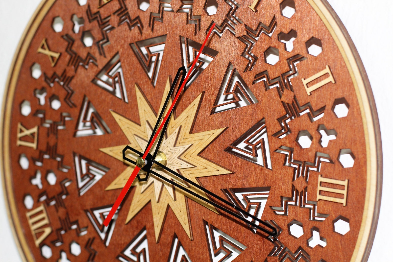 Wooden Multilayered Laser Cut Wall Clock With Numbers Coming - Etsy