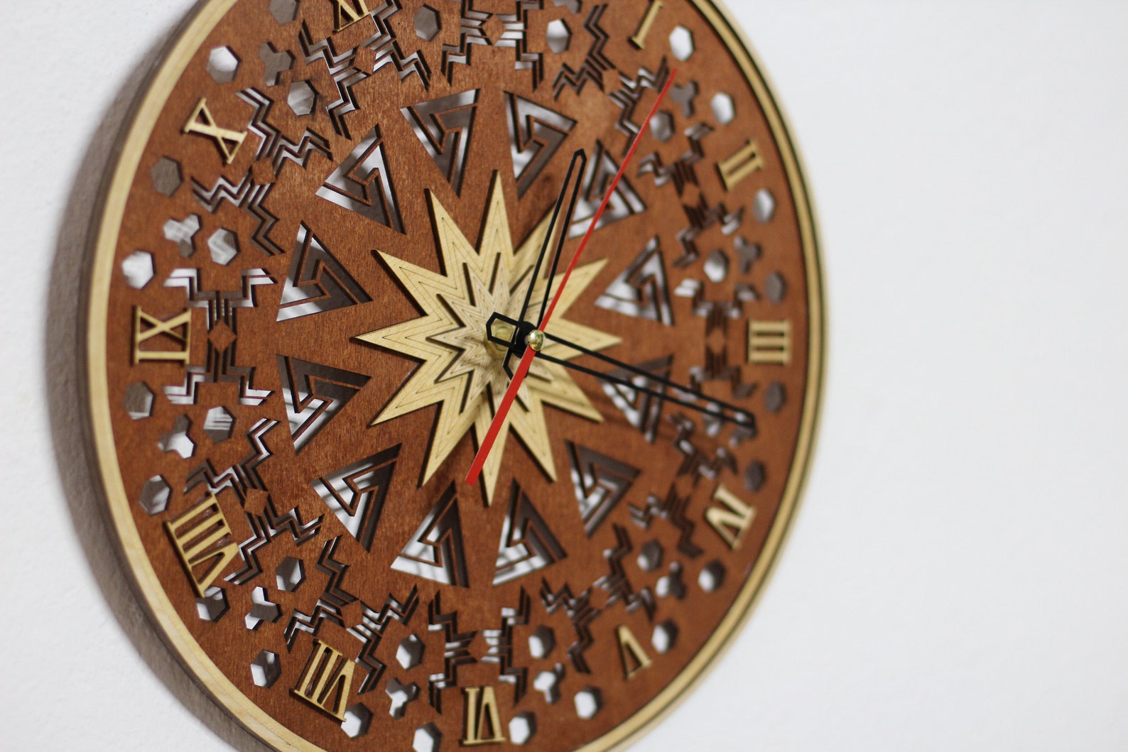 Wooden Multilayered Laser Cut Wall Clock With Numbers Coming - Etsy