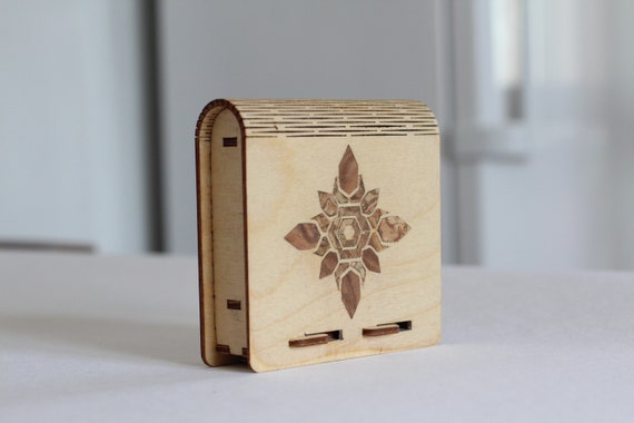 Wooden Laser Cut Cigarette Case With Veneer Walnut Flower | Etsy