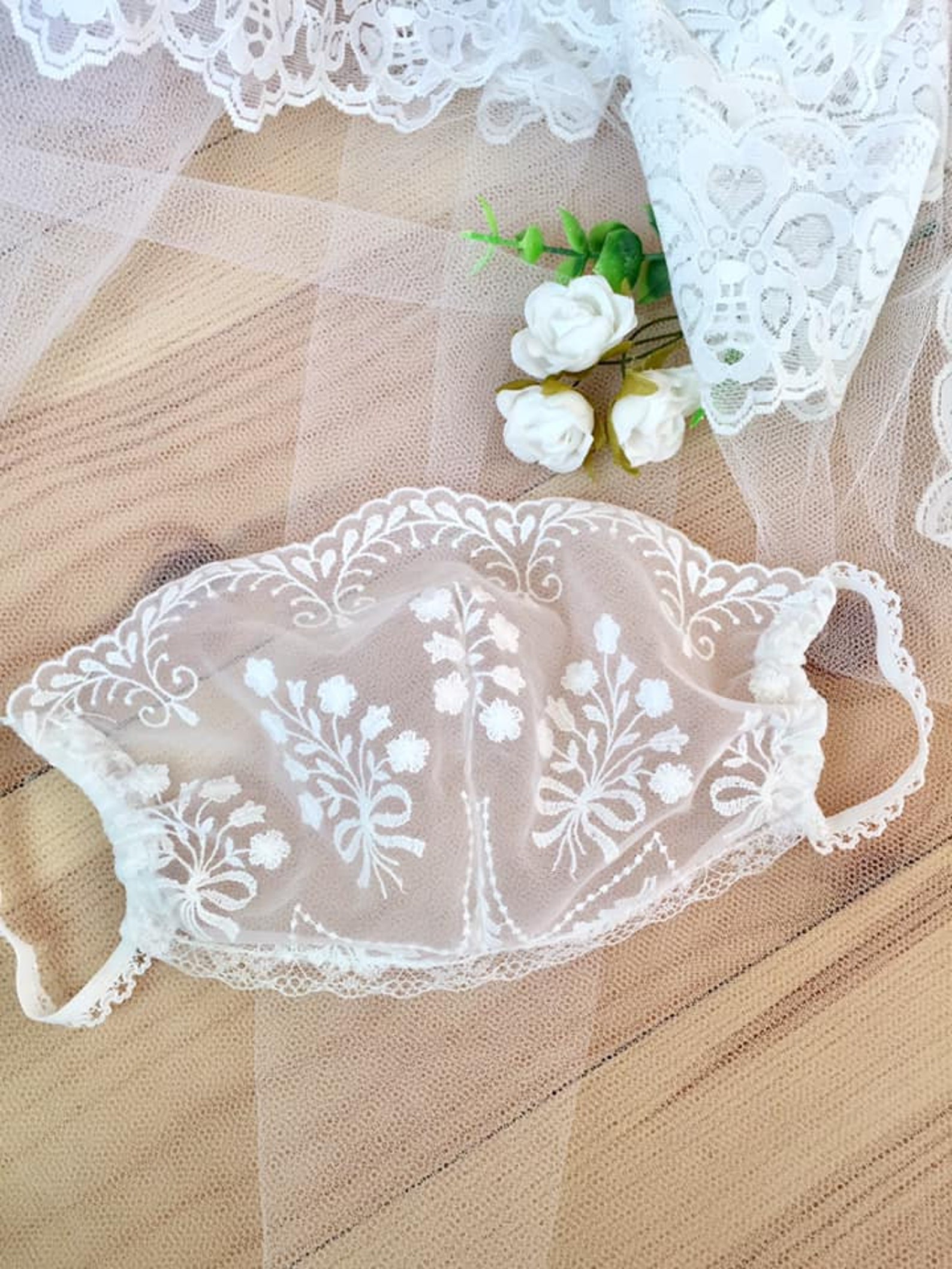 White Lace Mask Wedding Face Mask Bride Face Mask | Etsy