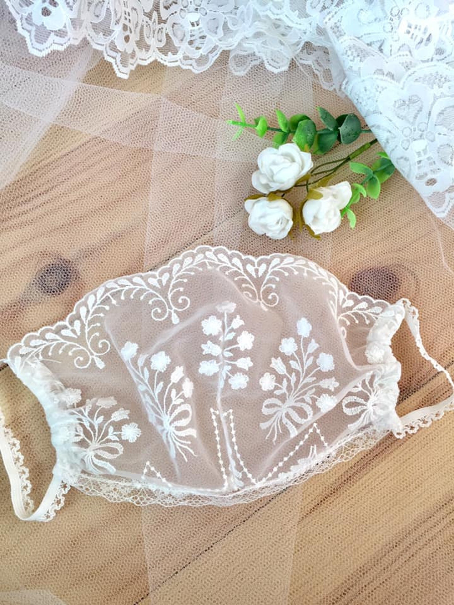 White Lace Mask Wedding Face Mask Bride Face Mask | Etsy