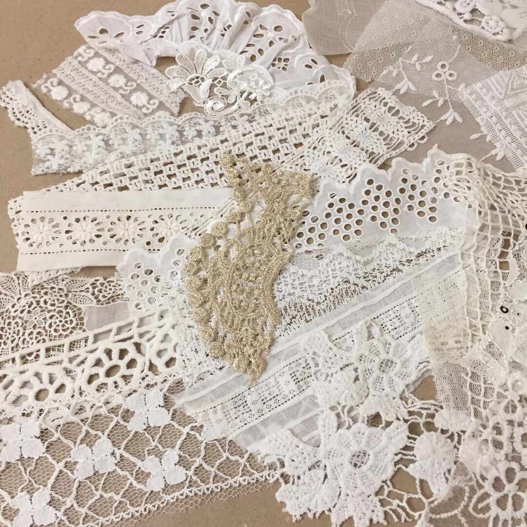 Slow Stitch Kit Lace Remnants Junk Journal Lace Pieces Lace - Etsy