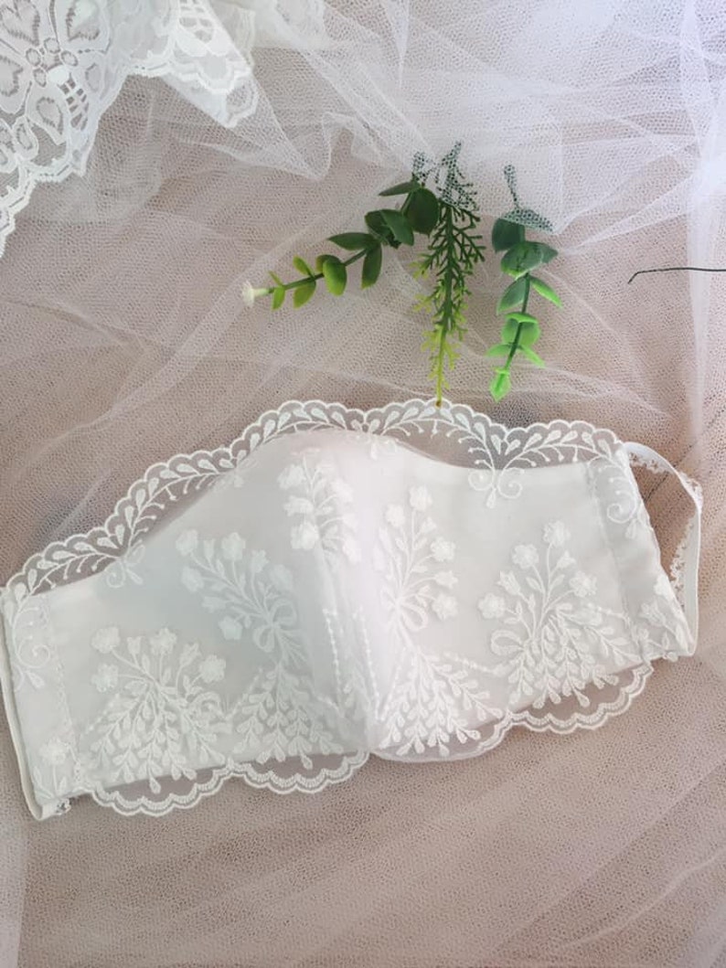 White Lace Mask Bride Face Mask Wedding Face Mask - Etsy