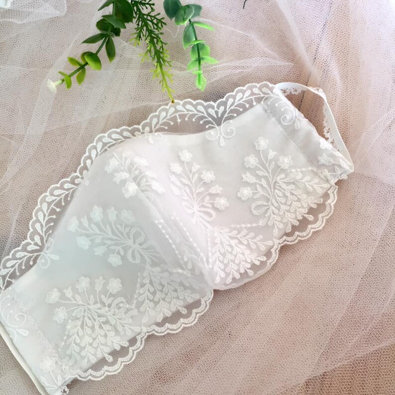 White Lace Mask Bride Face Mask Wedding Face Mask - Etsy