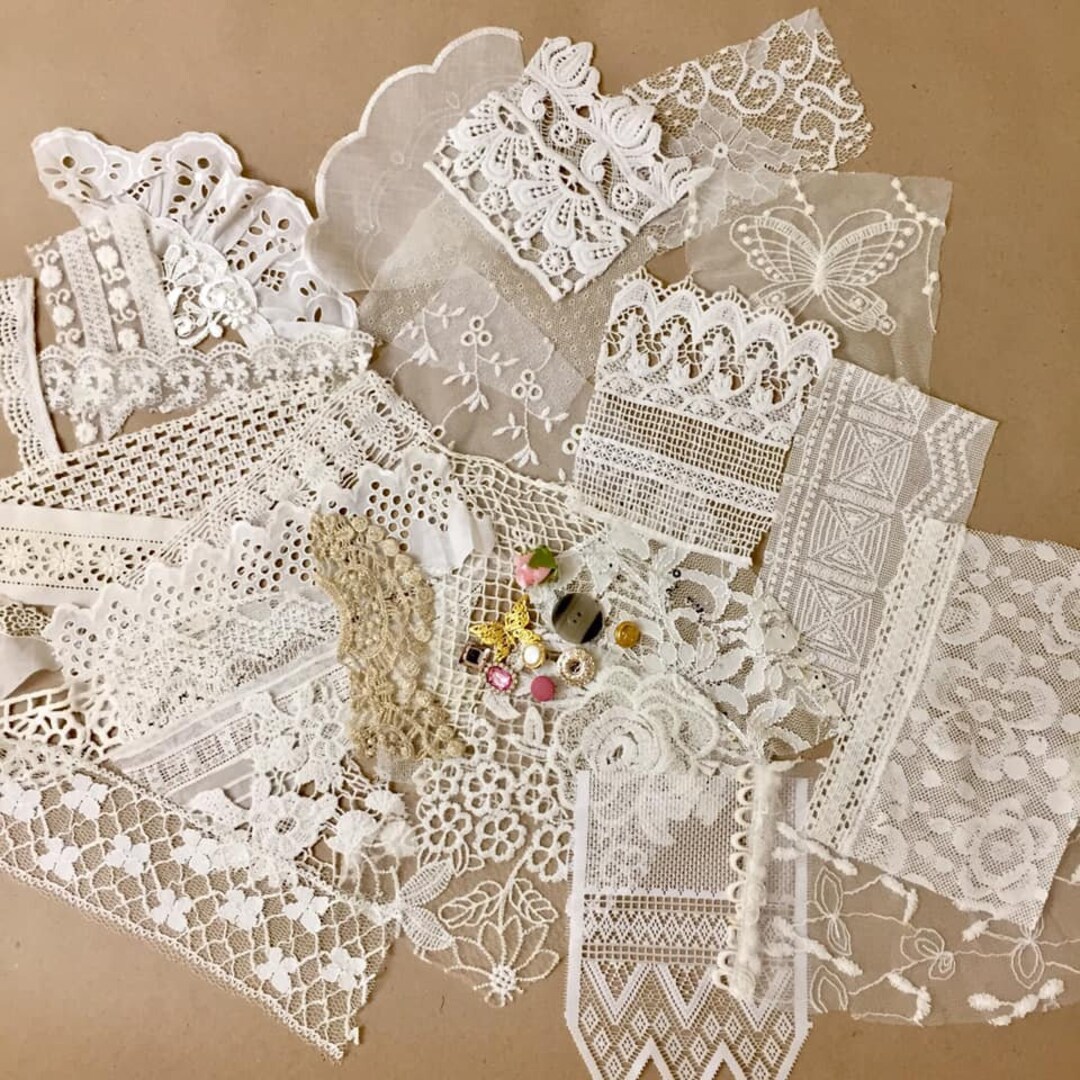 Slow Stitch Kit Lace Remnants Junk Journal Lace Pieces Lace - Etsy