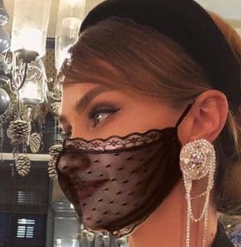 Black Lace Face Mask for Woman Veil Face Mask - Etsy