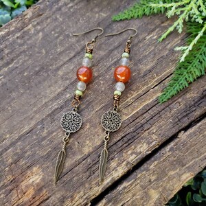 Earthy Earrings, Carnelian Earrings, Fall Earrings, Quartz Earrings ...