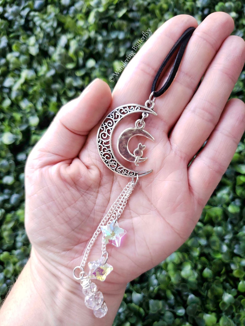 Cat Car Decor, Moon Car Charm, Boho Car Accessories, Witchy Car Charm ...