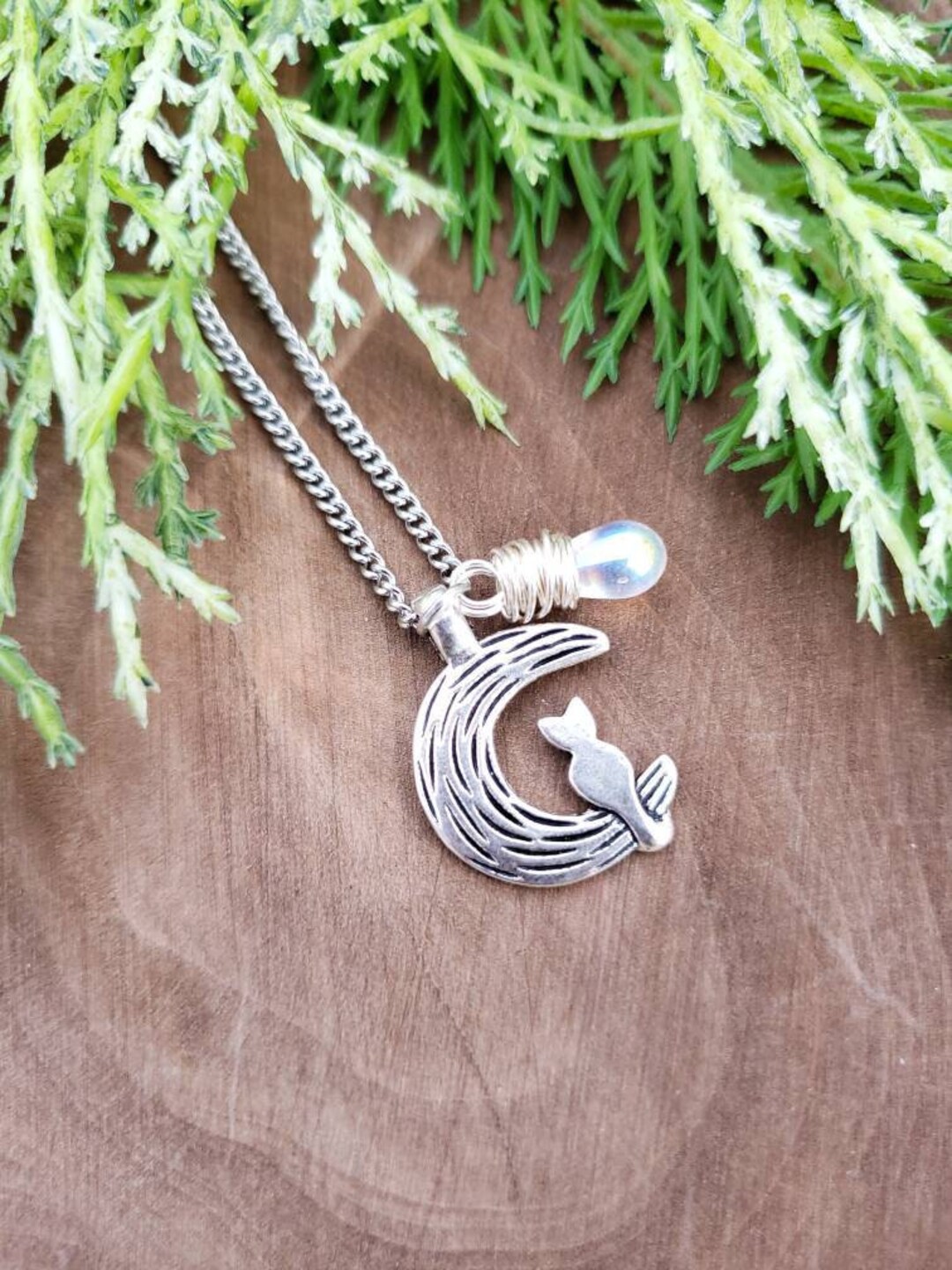 Cat Moon Necklace, Cat Lover Gift, Witchy Cat Necklace, Witchy Necklace ...