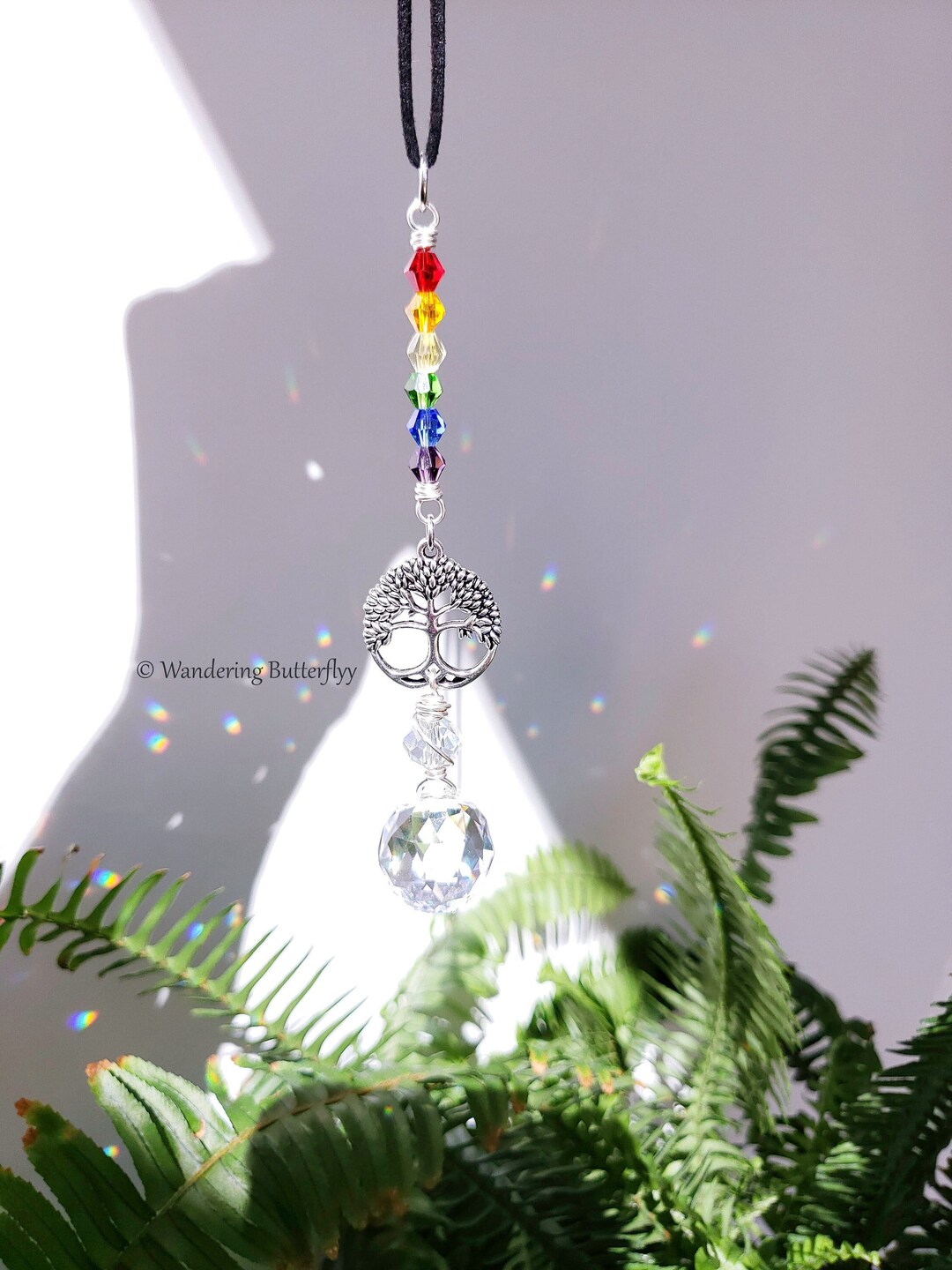 Rainbow Car Charm, Tree of Life Decor, Crystal Car Charm, Car ...