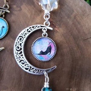 Cat Car Charm, Boho Moon Decor, Moon Suncatcher, Crystal Car Charm, Cat ...