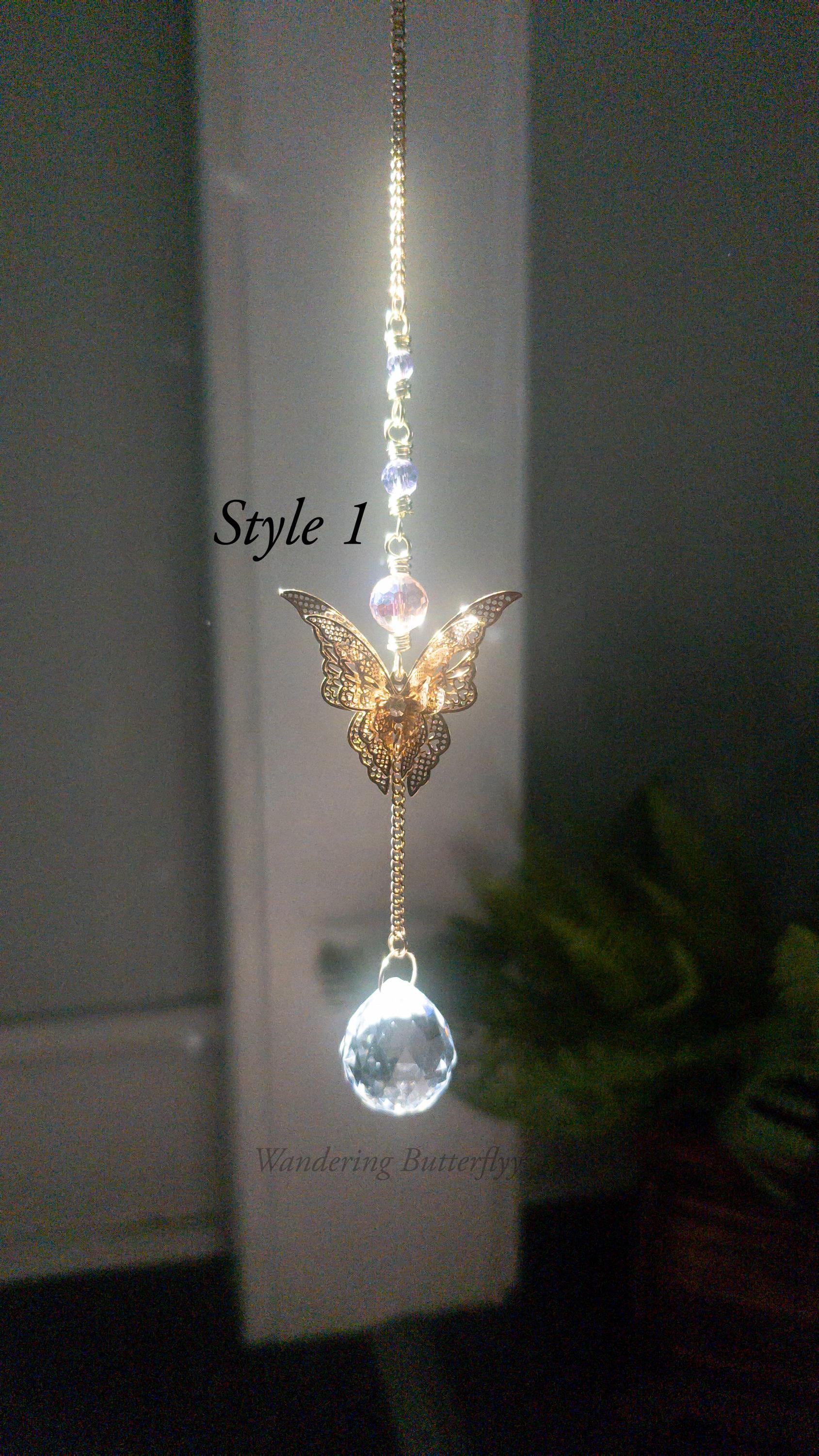 Butterfly Car Charm, Gold Car Charm, Car Accessories, Purple Suncatcher ...