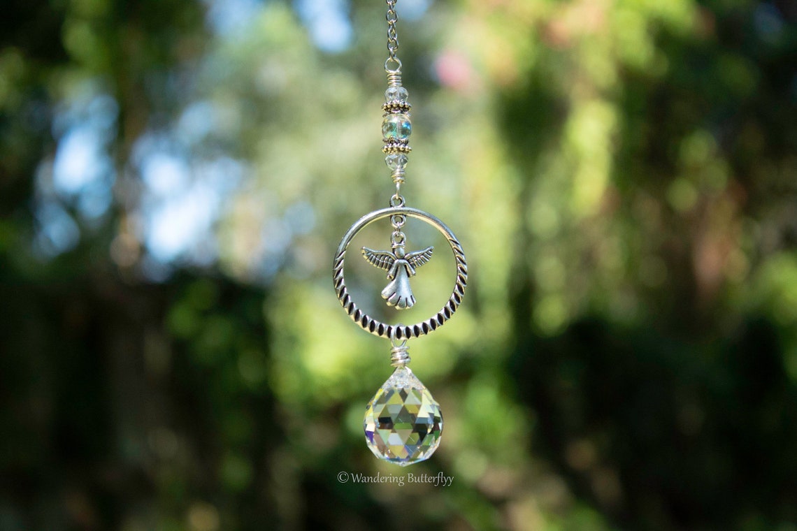 Angel Sun Catcher, Angel Car Ornament, Memorial Suncatcher, Protection ...