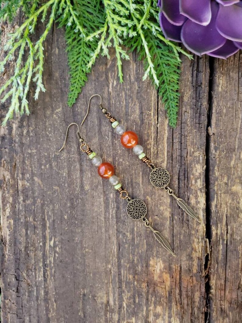 Earthy Earrings Carnelian Earrings Fall Earrings Quartz - Etsy