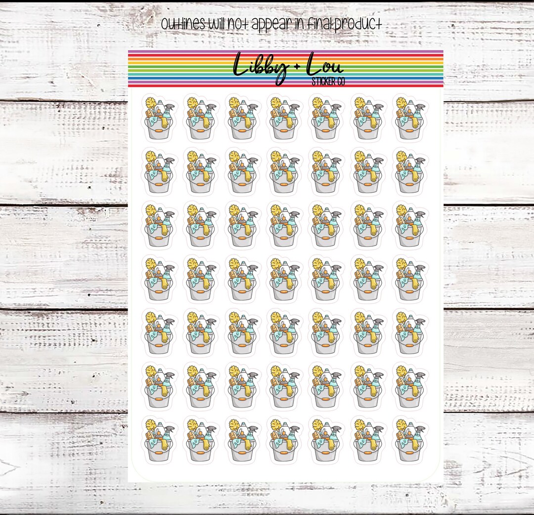 Cleaning Bucket Planner Sticker | Libby and Lou Sticker Co - Etsy