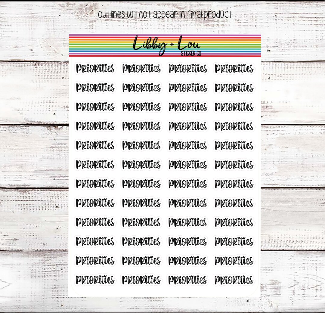 Priorities Planner Sticker | Neutral Sticker | Script Sticker ...