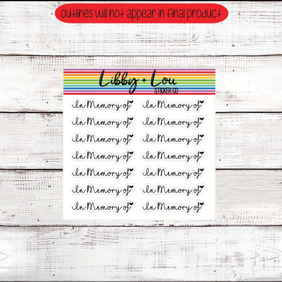 In Memory of Planner Sticker | Memorial Sticker | Grief | Remembrance ...
