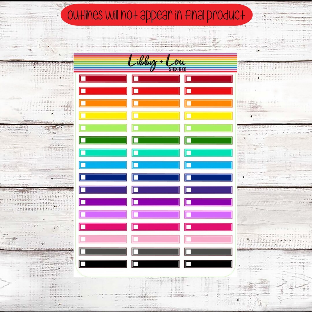 Check Box Planner Sticker | Rainbow | | Skinny Label | Header - Etsy