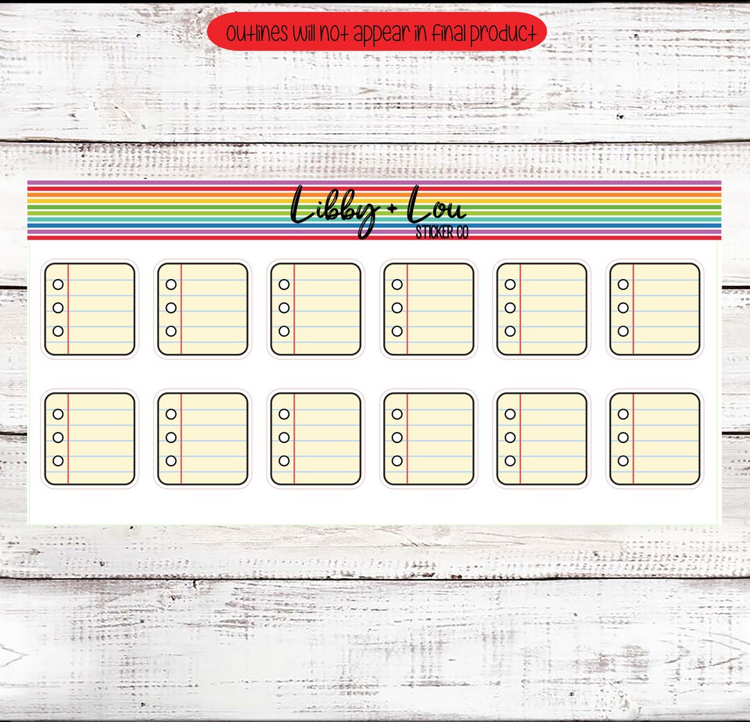 Lined Sticky Notes Planner Sticker | Libby and Lou Sticker Co - Etsy