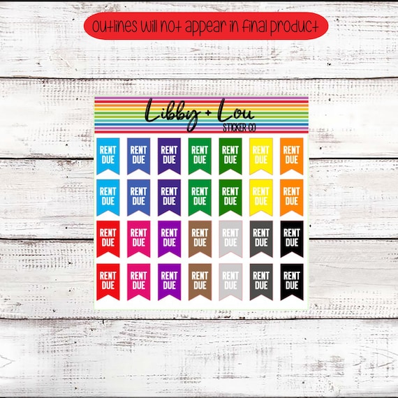 Rent Due Planner Sticker Apartment Sticker Rainbow Flags | Etsy