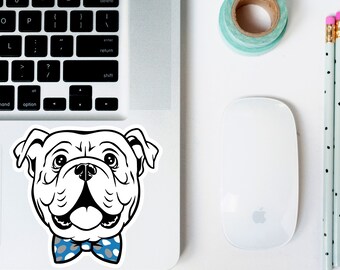 Bulldog Vinyl Sticker Black and White Bulldog Laptop Decal - Etsy