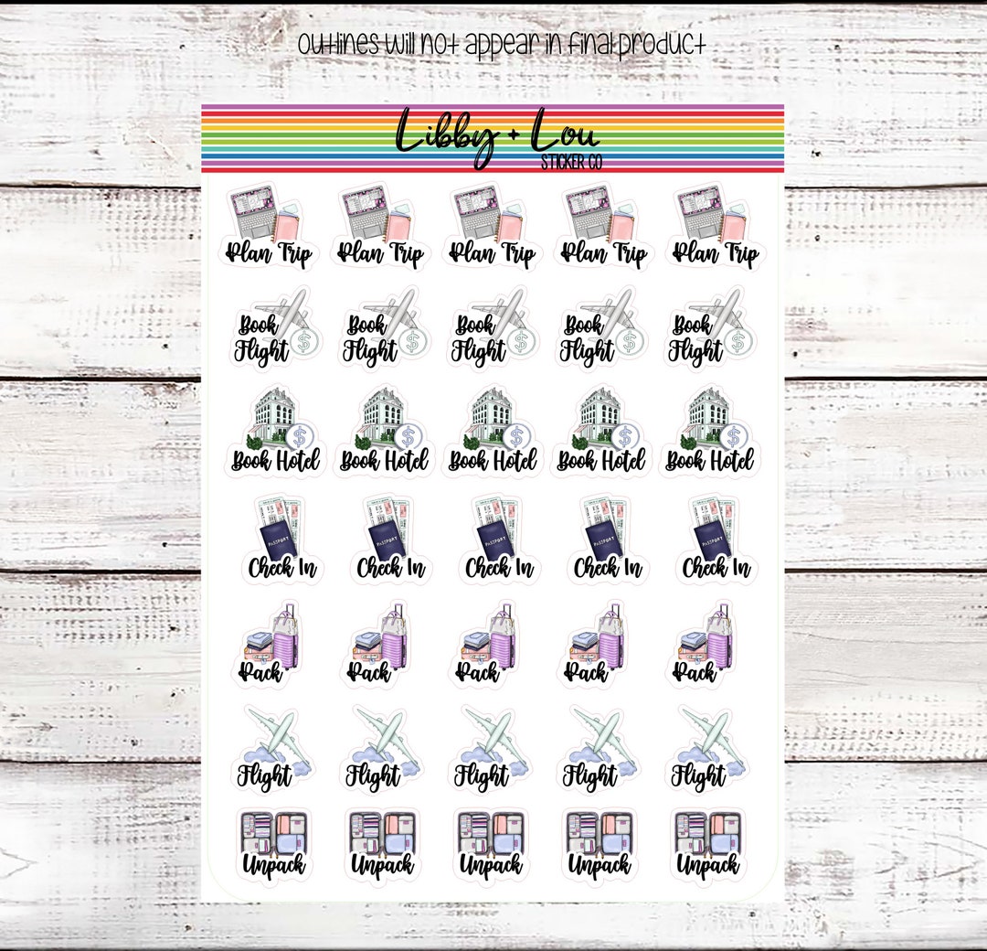 Travel Planner Sticker | Book Flight | Book Hotel | Check in | Vacation ...