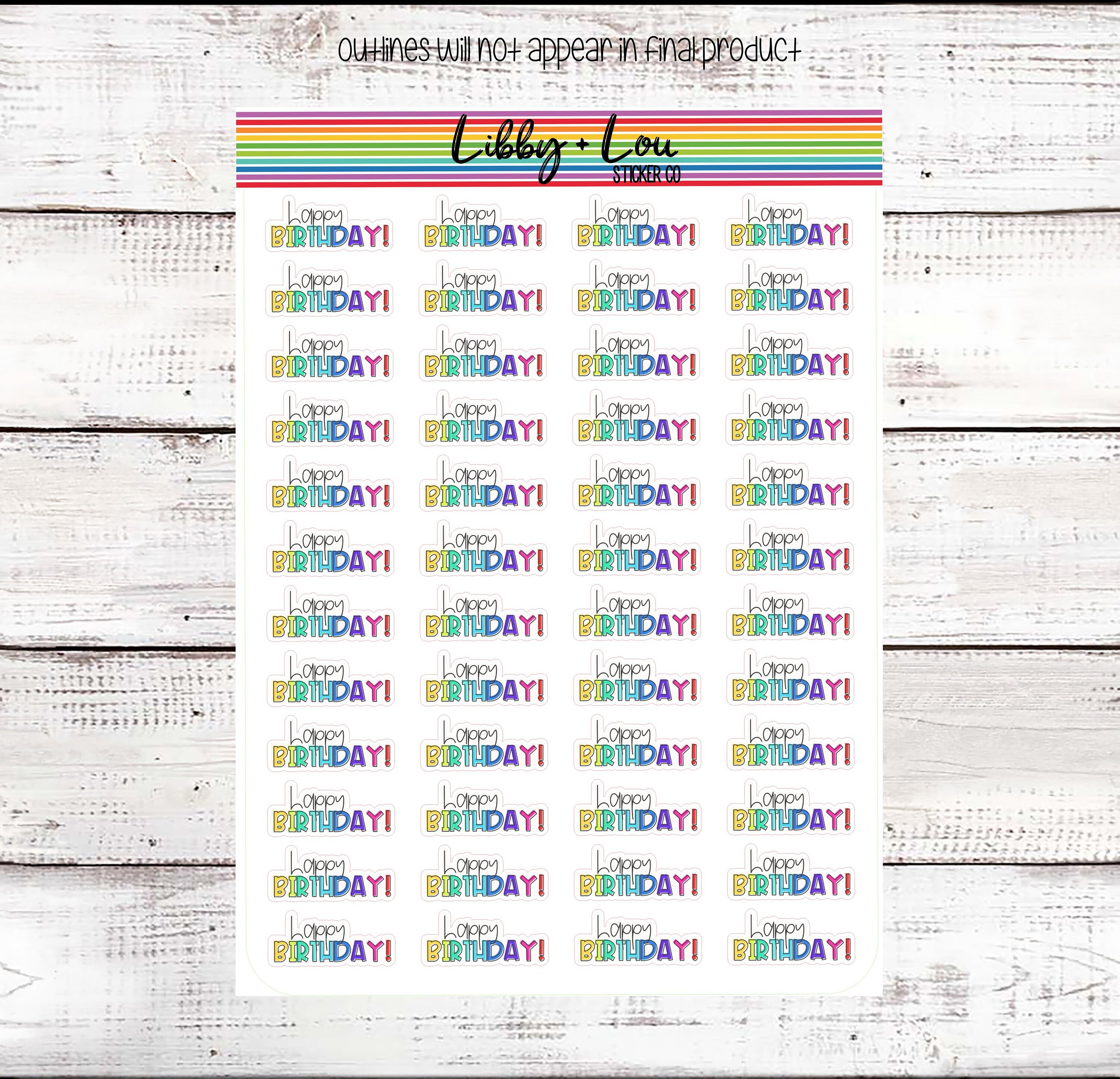 Watercolor Happy Birthday Planner Stickers | Decorative Stickers ...