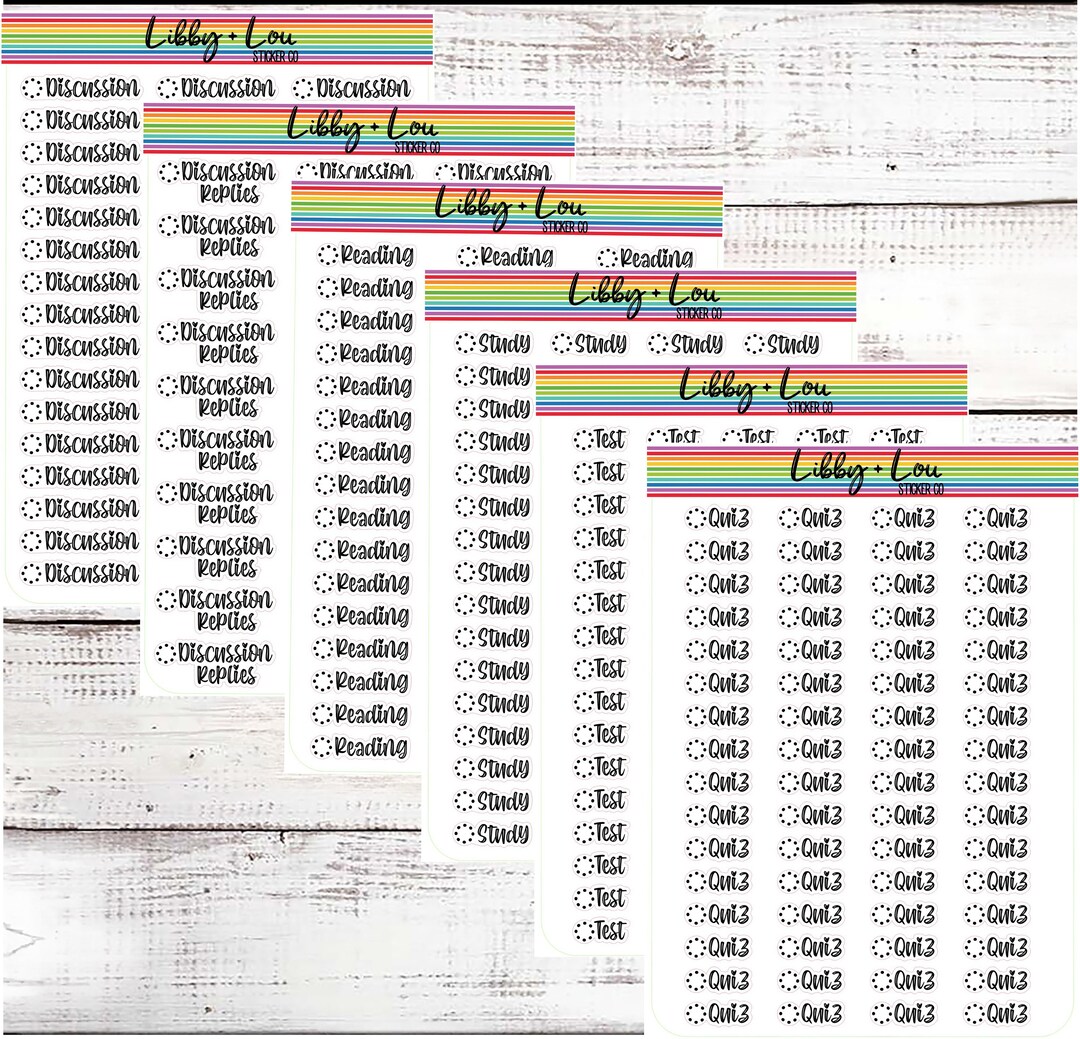 School Planner Sticker |test | Quiz | Study | Reading | Discussion ...