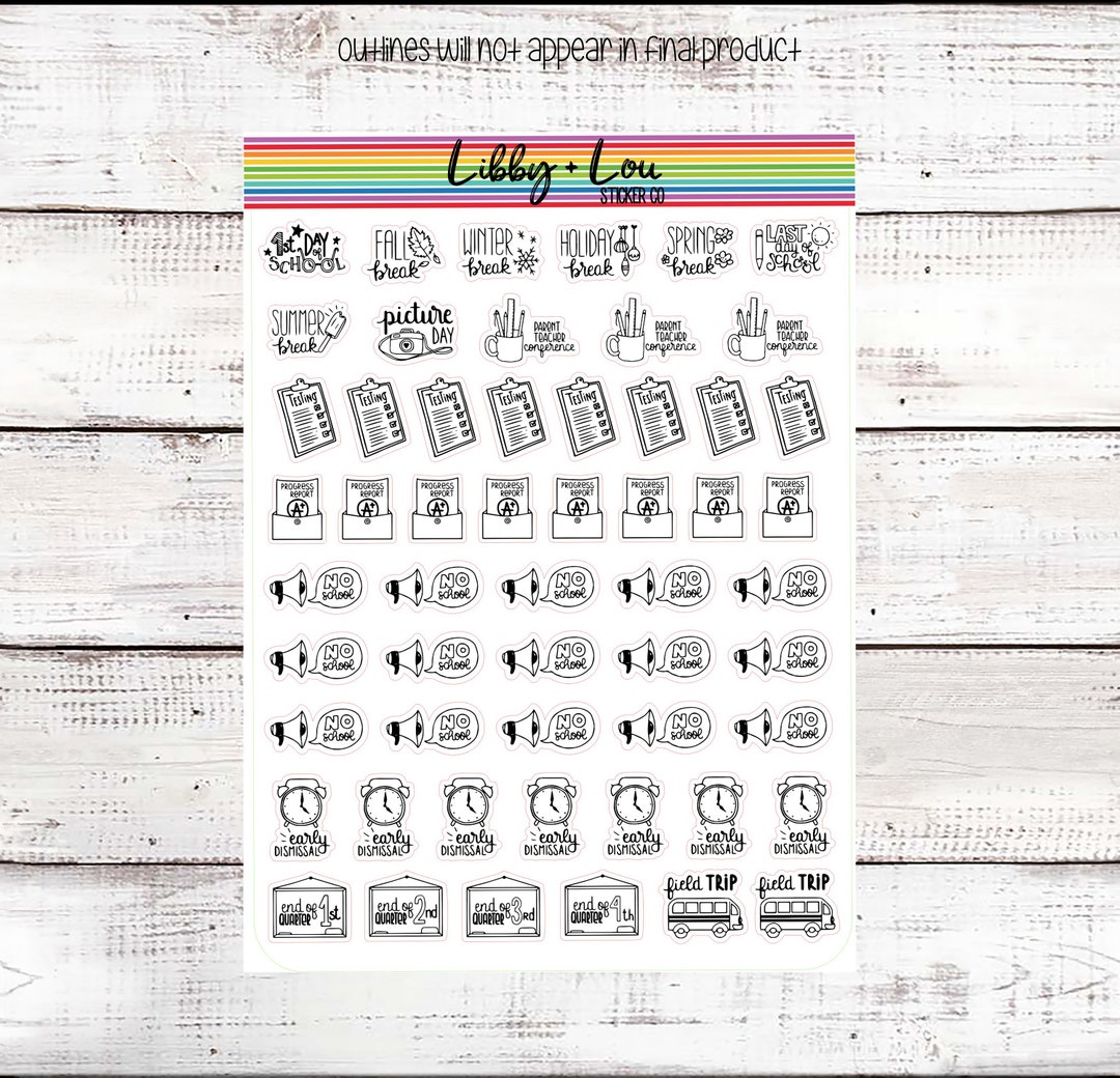 School Planner Stickers | Field Trip Stickers | No School | Testing ...