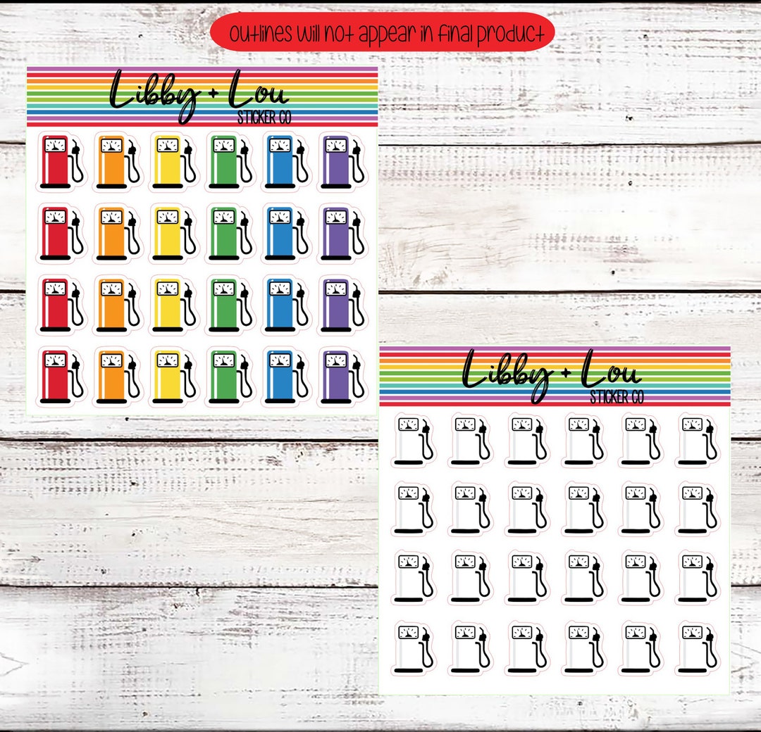 Gas Pumps Planner Sticker | Rainbow Icons | Neutral Sticker | Fill up ...
