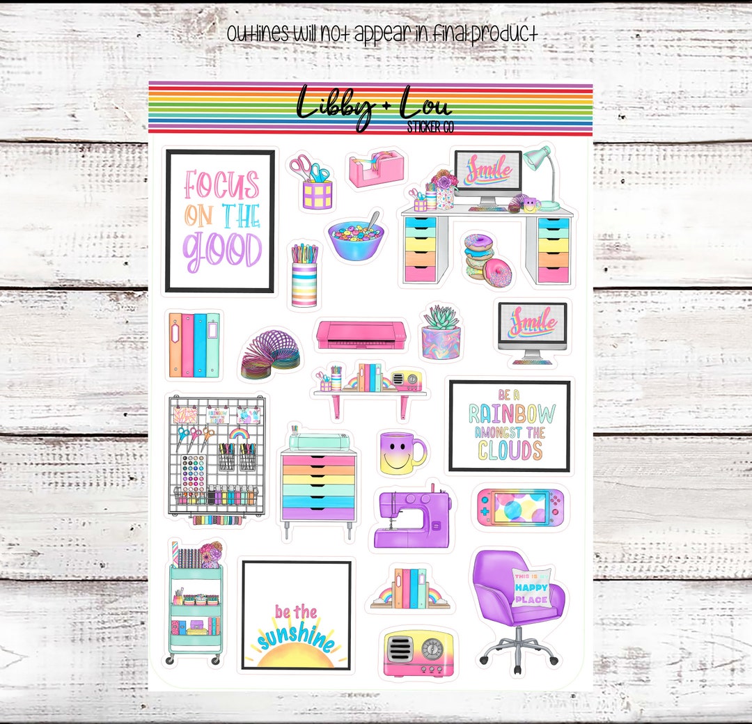 Rainbow Craft Room Decorative Planner Stickers | Sewing Machine ...