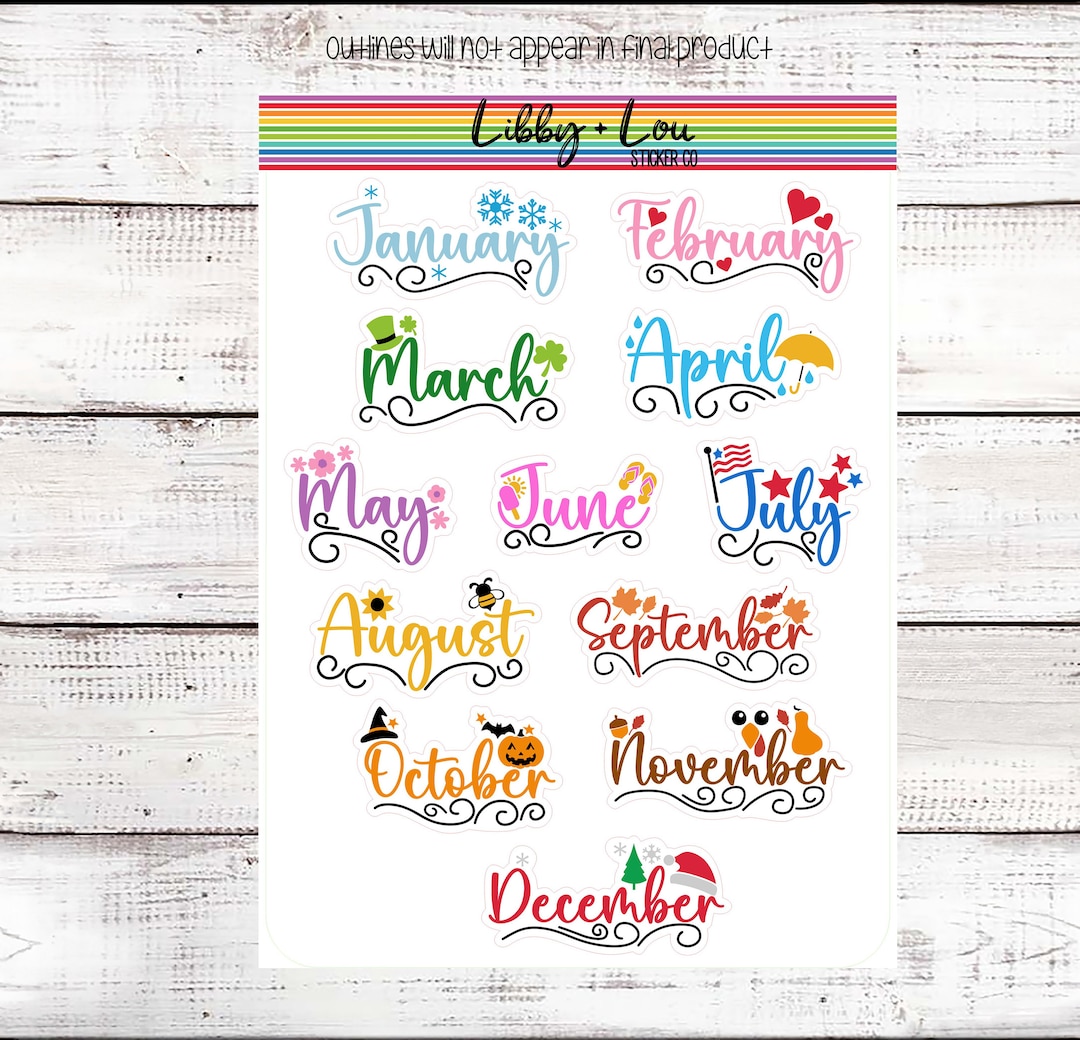 Months of the Year Planner Sticker | Bullet Journal | Large Stickers ...