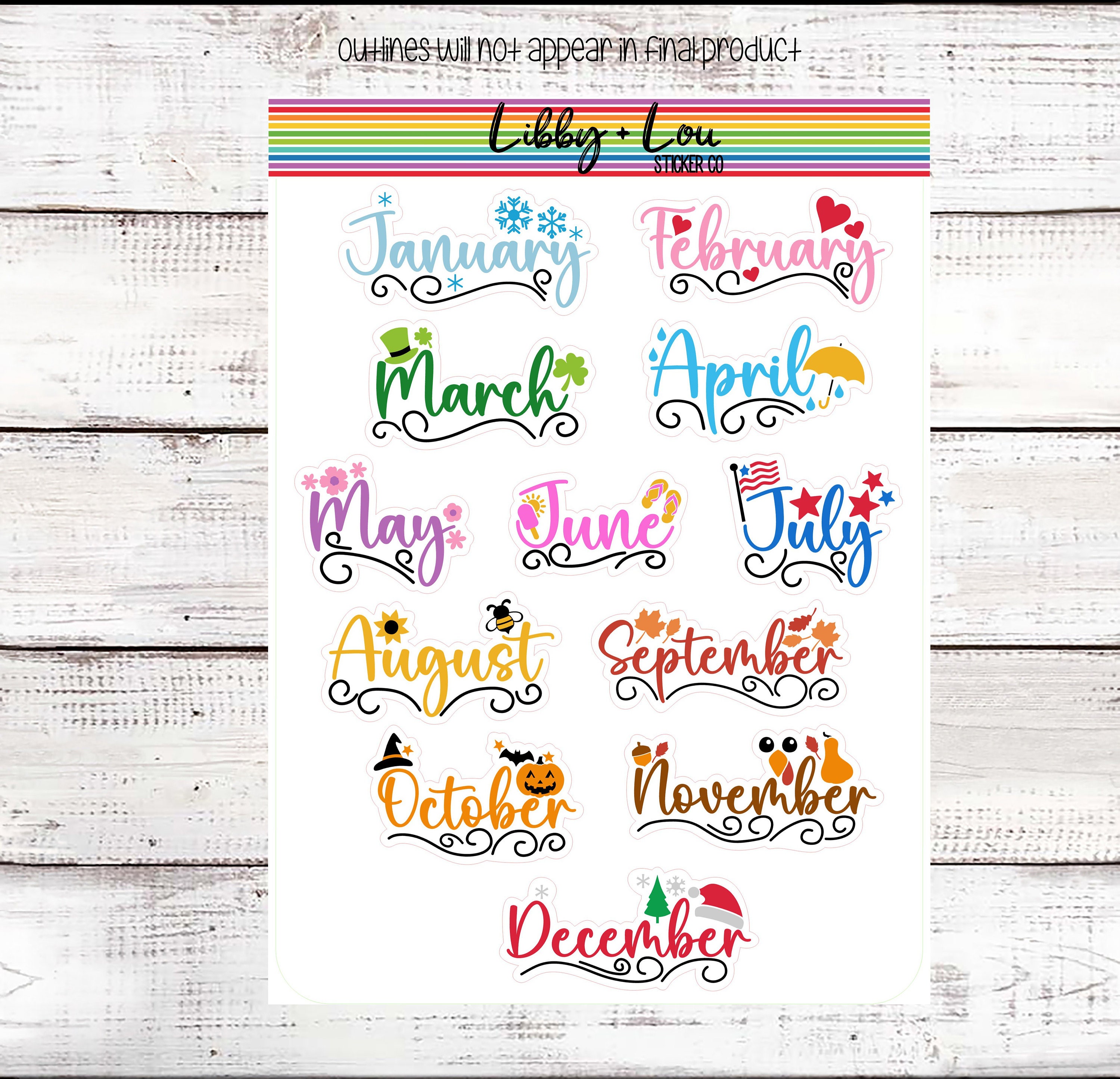 Months of the Year Planner Sticker | Bullet Journal | Large Stickers ...